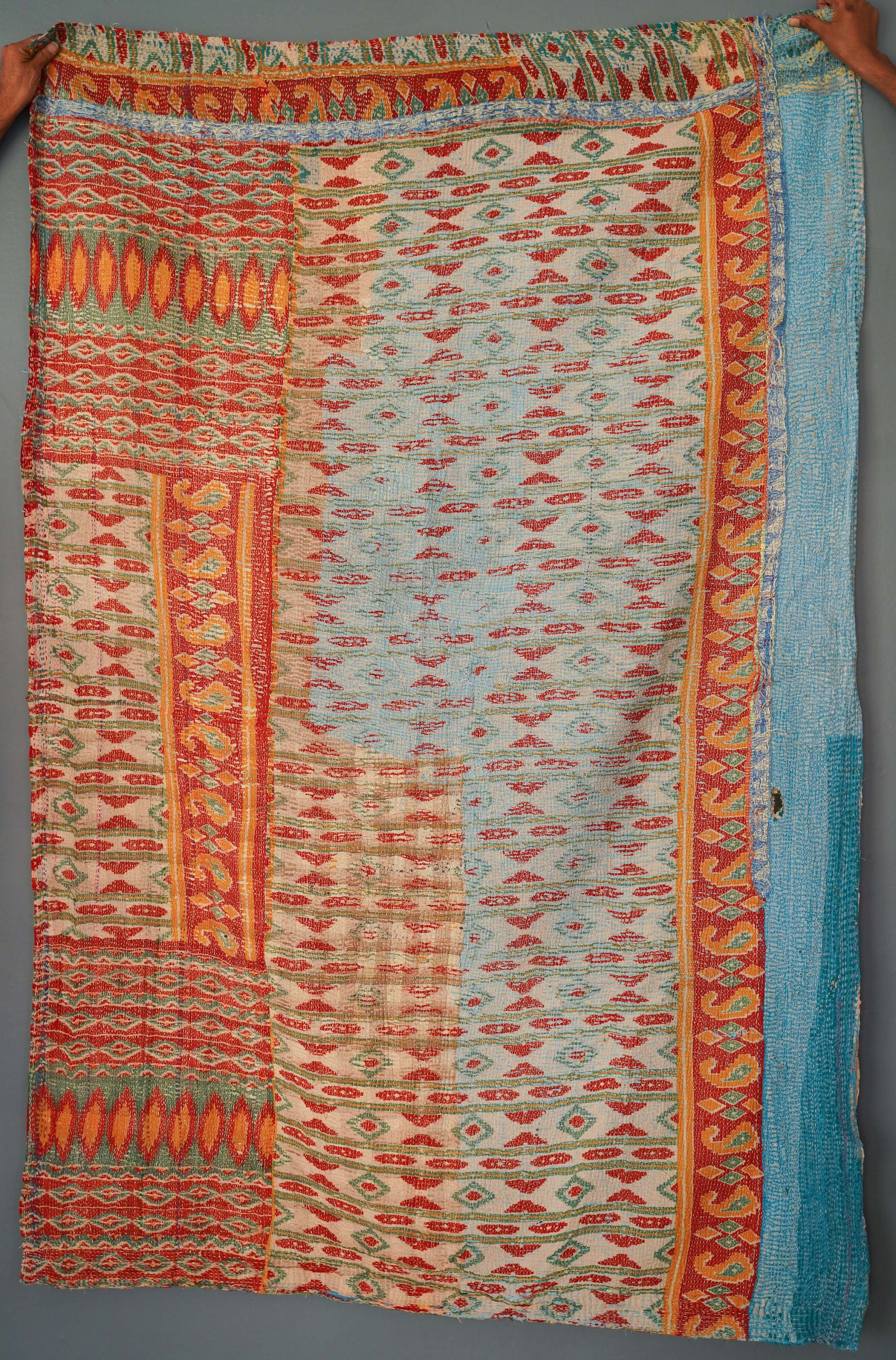 Multi Color Handmade Cotton Kantha Quilt Kantha Bedspread 60x90 Inches ...