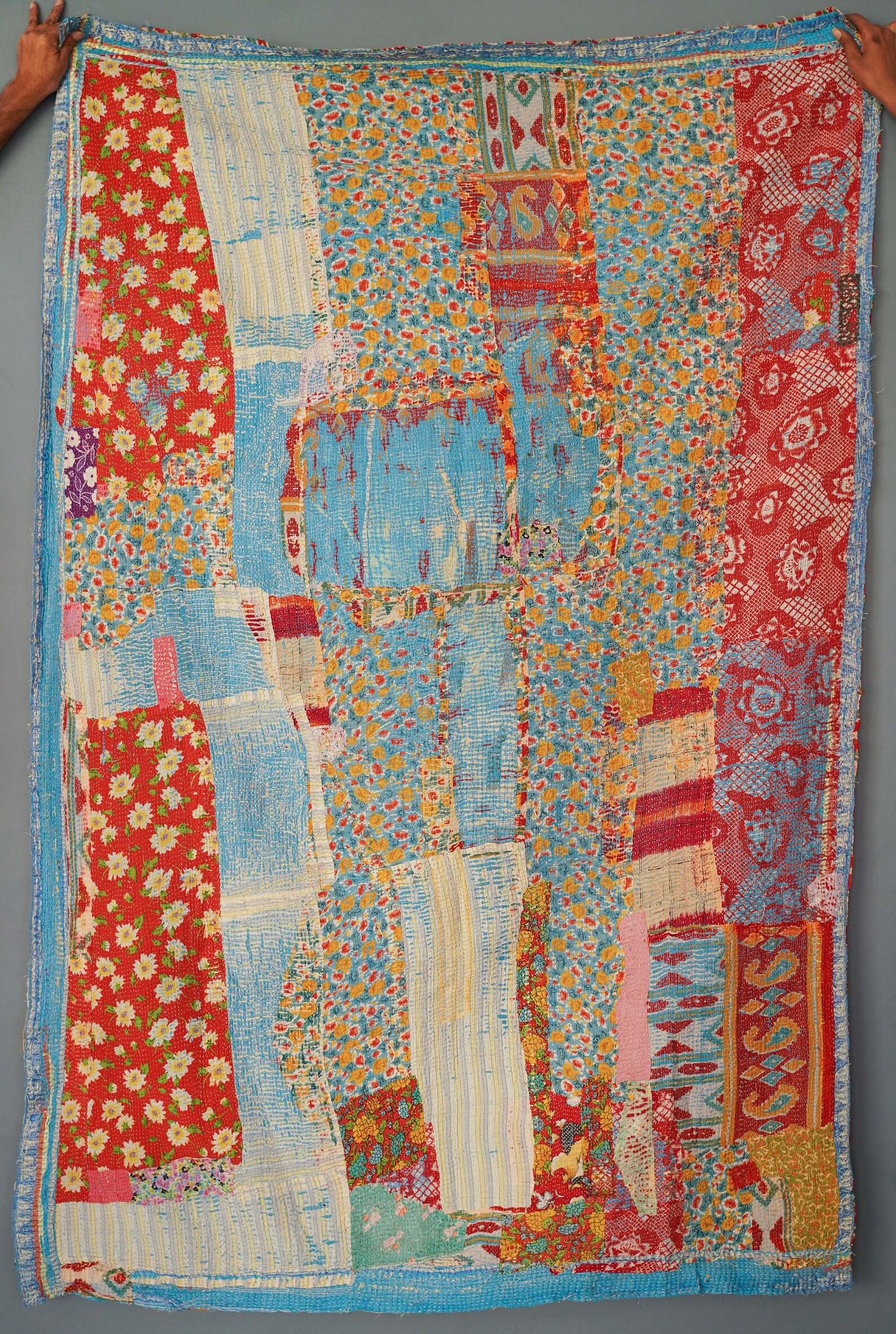 Multi Color Handmade Cotton Kantha Quilt Kantha Bedspread 60x90 Inches ...