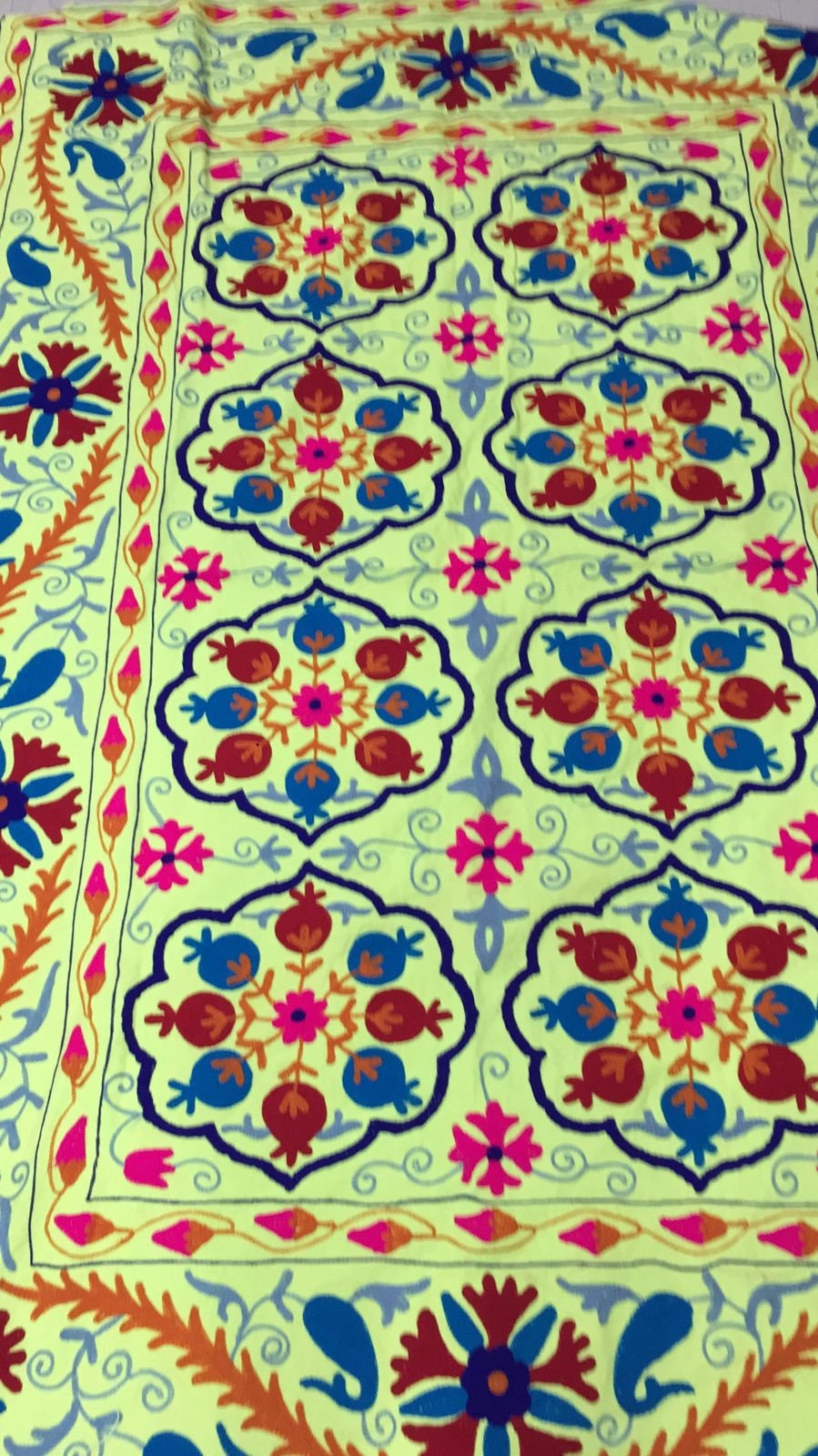 Uzbekistan Cotton Suzani Throw, Blanket, Hand Embroidery, Bedsheet ...