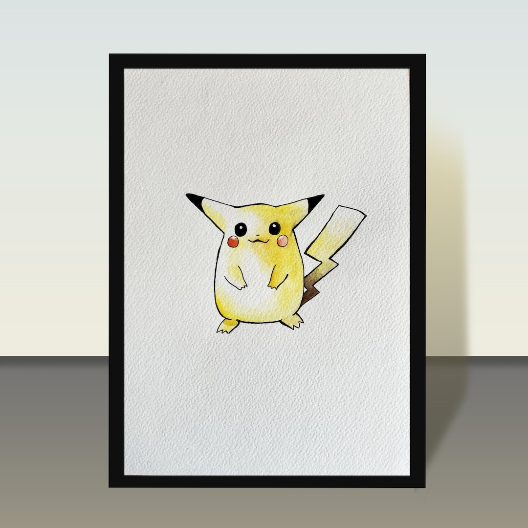 A5 Original Pokemon Watercolour Painting Pikachu Inspired by Vintage ...