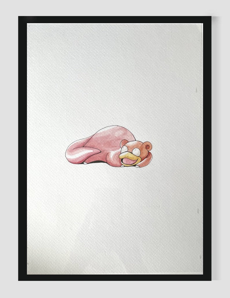 Pokemon Original A4 Watercolour Artwork Slowpoke Vintage Ken - Etsy