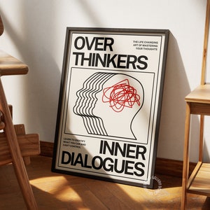 Overthinkers Digital Download Print, Retro Wall Art, Unique Eclectic ...