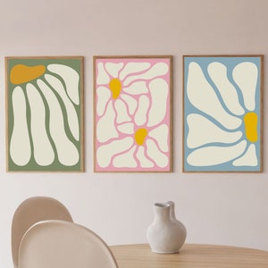 Groovy Flowers Abstract Botanical Flowers Printable Trendy Retro Wall ...