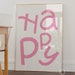 Happy Print, Girly Pink Preppy Printable Dorm Room Art, Trendy ...