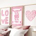 Pink Preppy Gallery Wall Art Set: Love, Lucky You, Hearts (digital ...