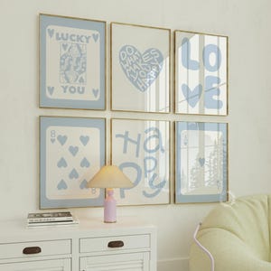 Blue Preppy Wall Art Prints: Heart, Love, Lucky You Poster (digital ...