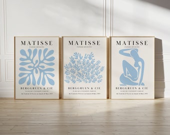 Matisse Set of 3 Prints Henri Matisse Poster Blue Matisse Wall Art Matisse Art Print Blue ...