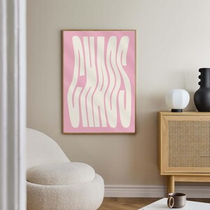 Pink Poster Trendy Retro Typography Print CHAOS Printable - Etsy