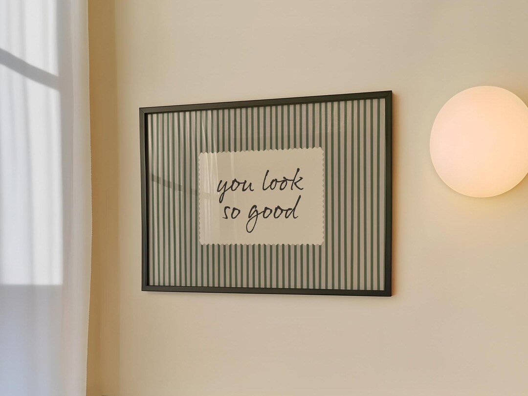 You Look so Good Print: Striped Bathroom Art, Modern Vintage Decor ...