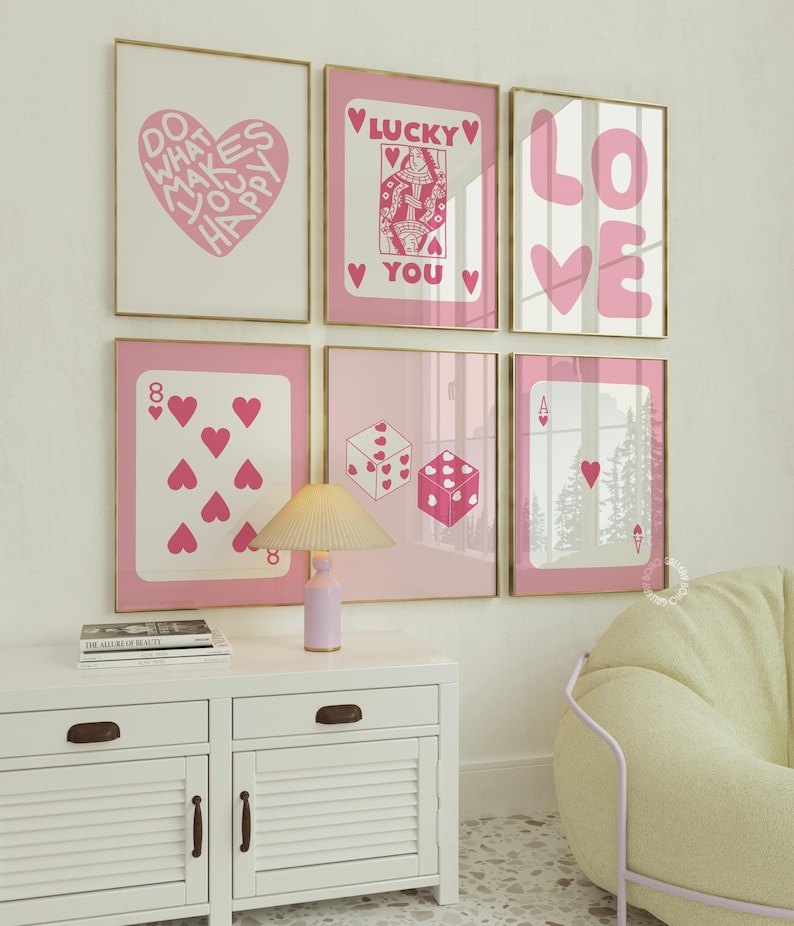 Pink Preppy Wall Art Set: Girly Apartment Decor (digital Download, Set ...