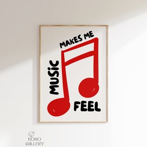Retro Music Wall Art, Groovy Poster, Printable Design, Music Note ...