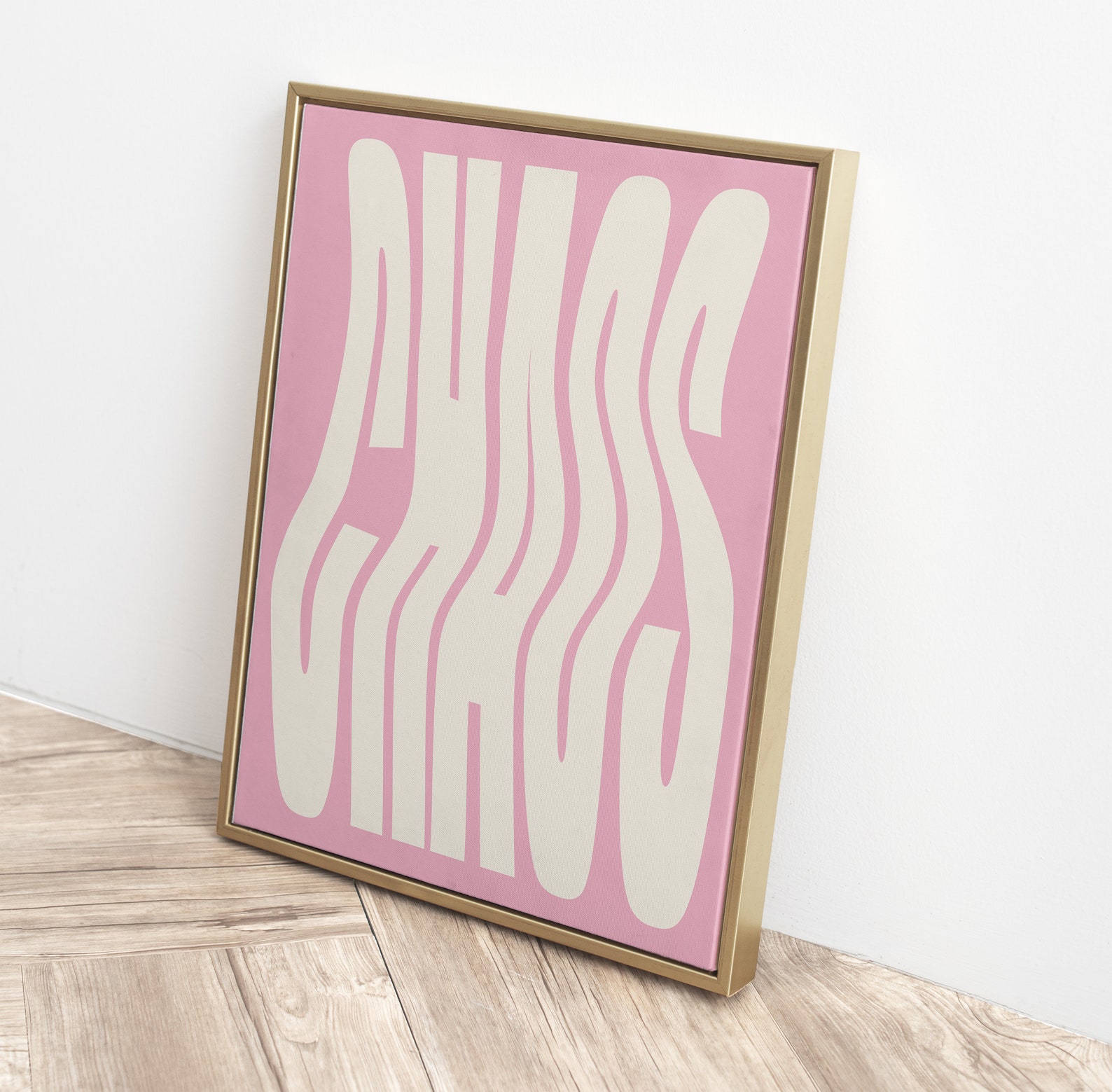 Pink Poster Trendy Retro Typography Print CHAOS Printable - Etsy