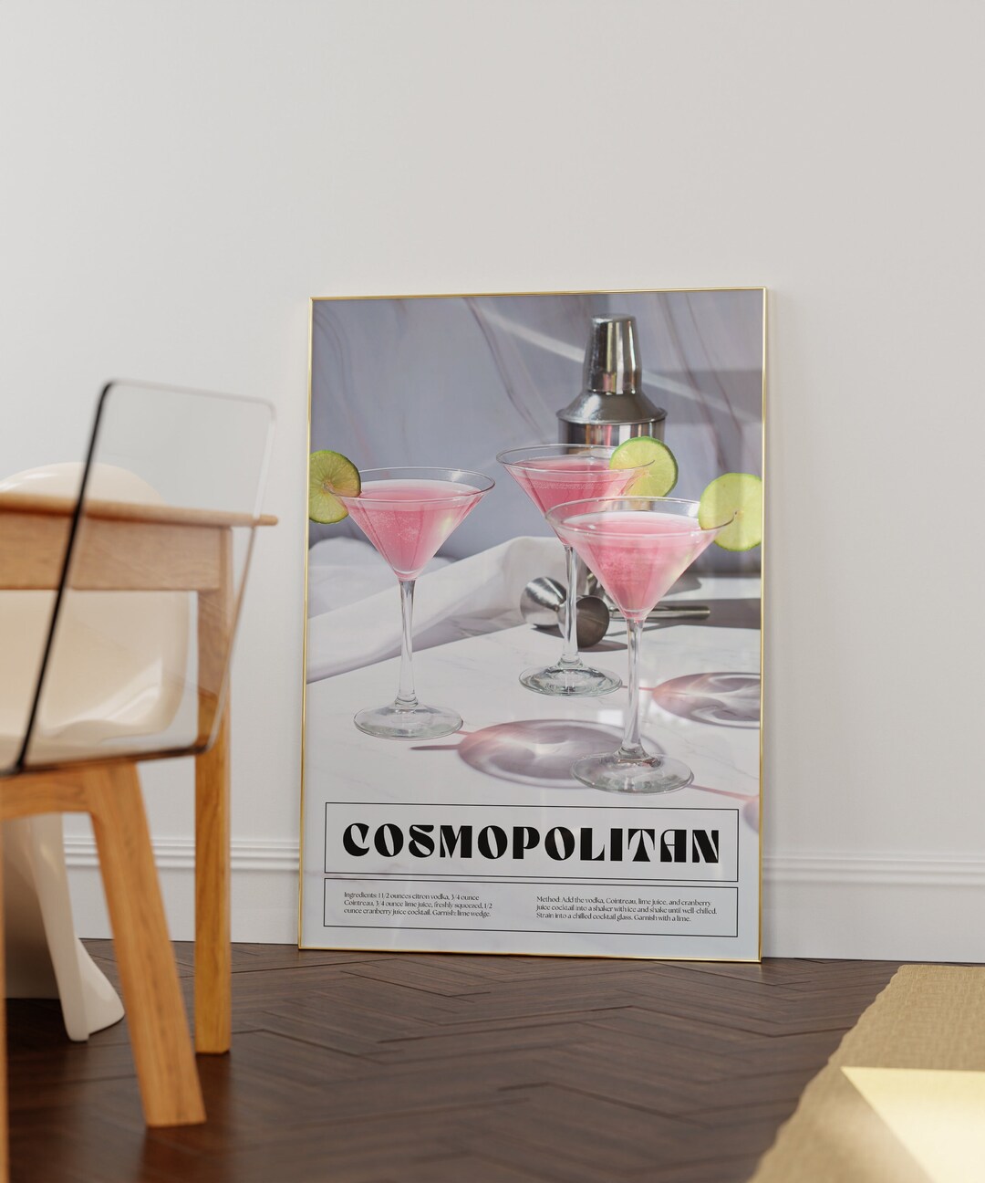 Cosmopolitan Cocktail Print: Vintage Bar Cart Poster (digital Download ...