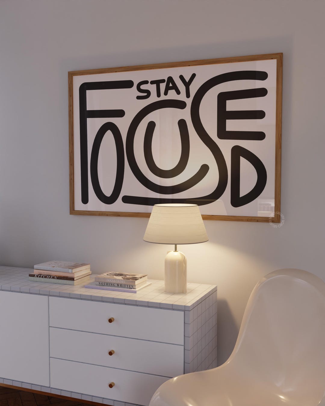 Stay Focused Trendy Horizontal Print, Retro Apartment Aesthetic ...