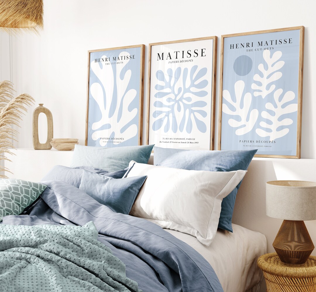 Matisse Print Set of 3 Blue Matisse Print Blue Gallery Wall Set Light Blue Gallery Wall Prints ...