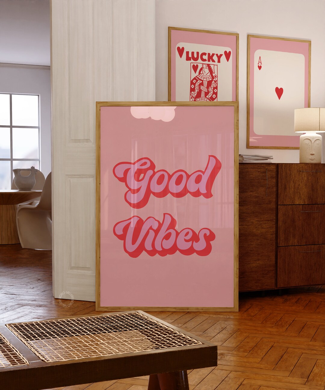 Good Vibes Print 70s Art Print Positive Quote Affirmation Poster Pink ...