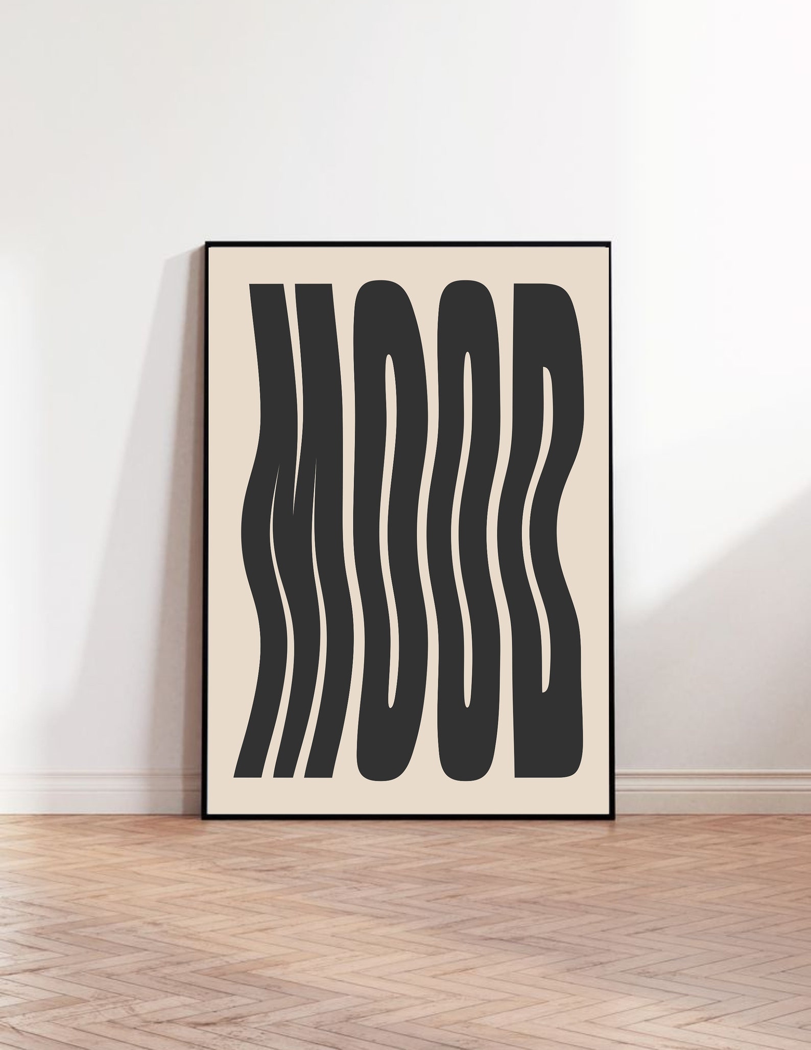 Wavy Print Retro Wall Art Monochrome Wall Art Teens Room Print Large ...