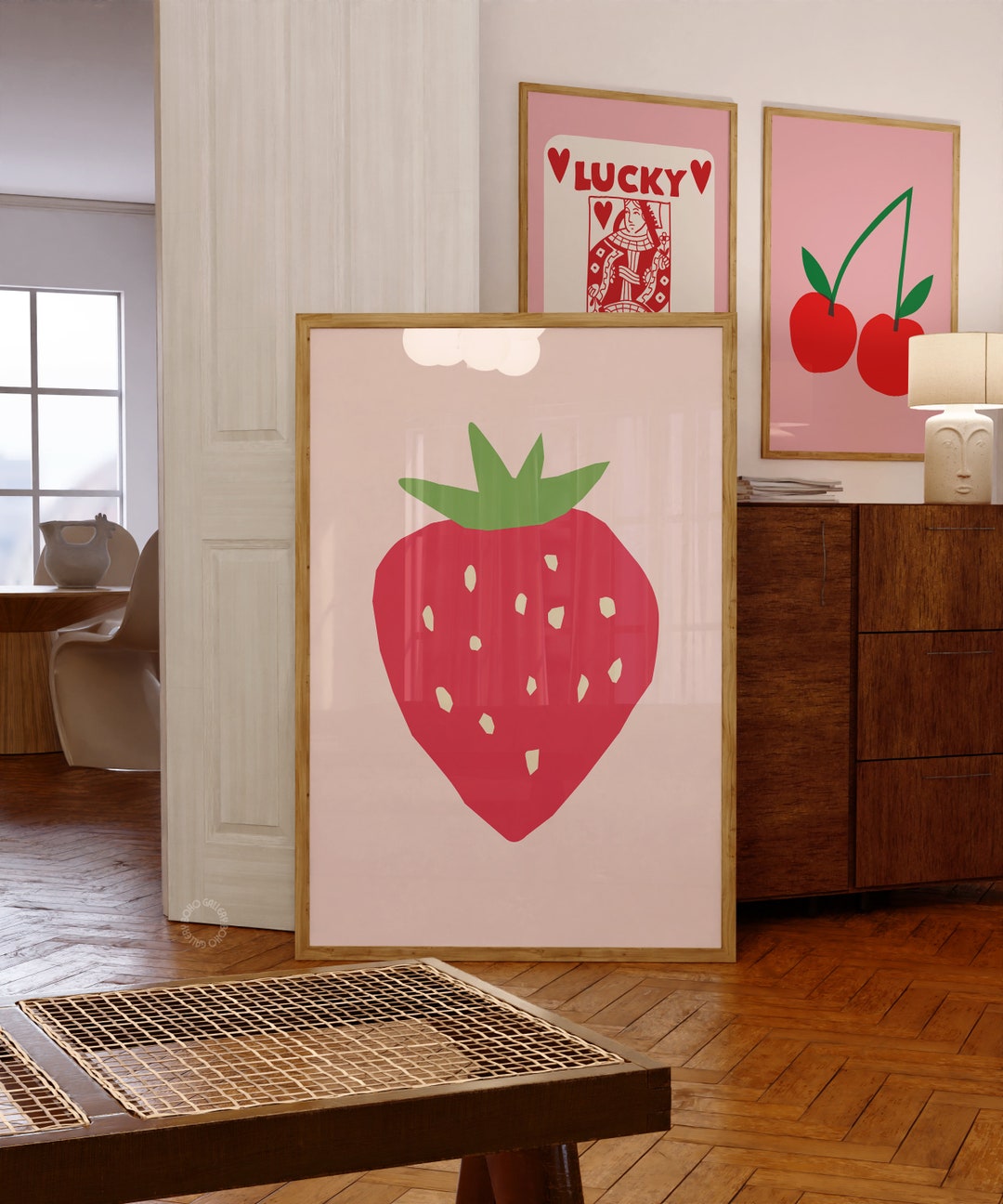 Strawberry Print Digital Download Retro Strawberry Fields Poster Flower ...