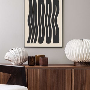 Wavy Print Retro Wall Art Monochrome Wall Art Teens Room Print - Etsy