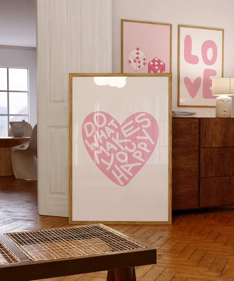 Pink Preppy Wall Art Set: Girly Apartment Decor (digital Download, Set ...
