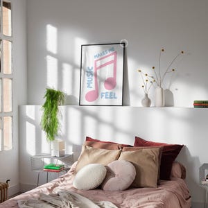 Pink & Blue Music Note Print: Preppy Dorm Decor (digital Download) - Etsy