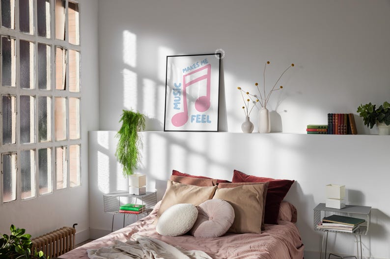 Pink & Blue Music Note Print: Preppy Dorm Decor (digital Download) - Etsy