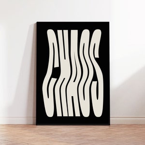 CHAOS Print Digital Wall Art Wavy Print Typography Print Retro Wall Art ...