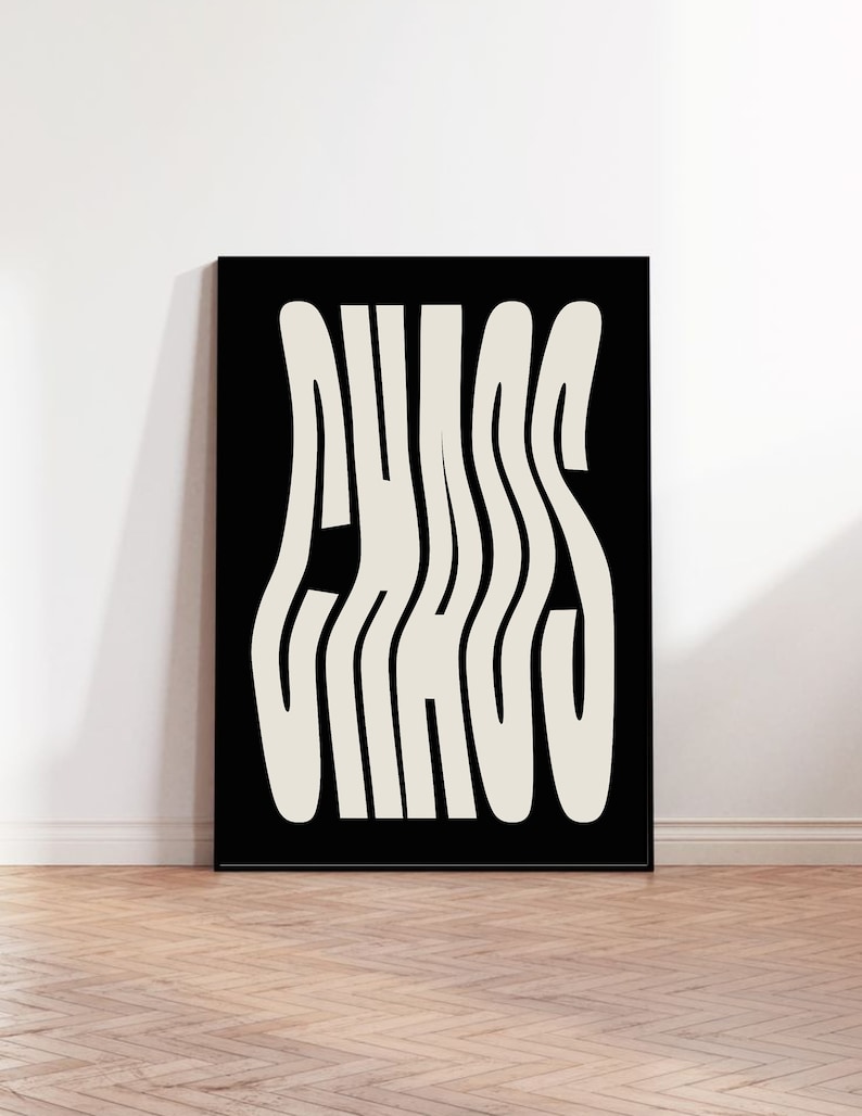 CHAOS Print Digital Wall Art Wavy Print Typography Print Retro - Etsy