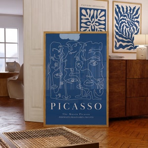 Navy Blue Matisse Wall Art Set of 6 Prints, Blue Boho Print, Matisse Exhibition Poster, Navy ...