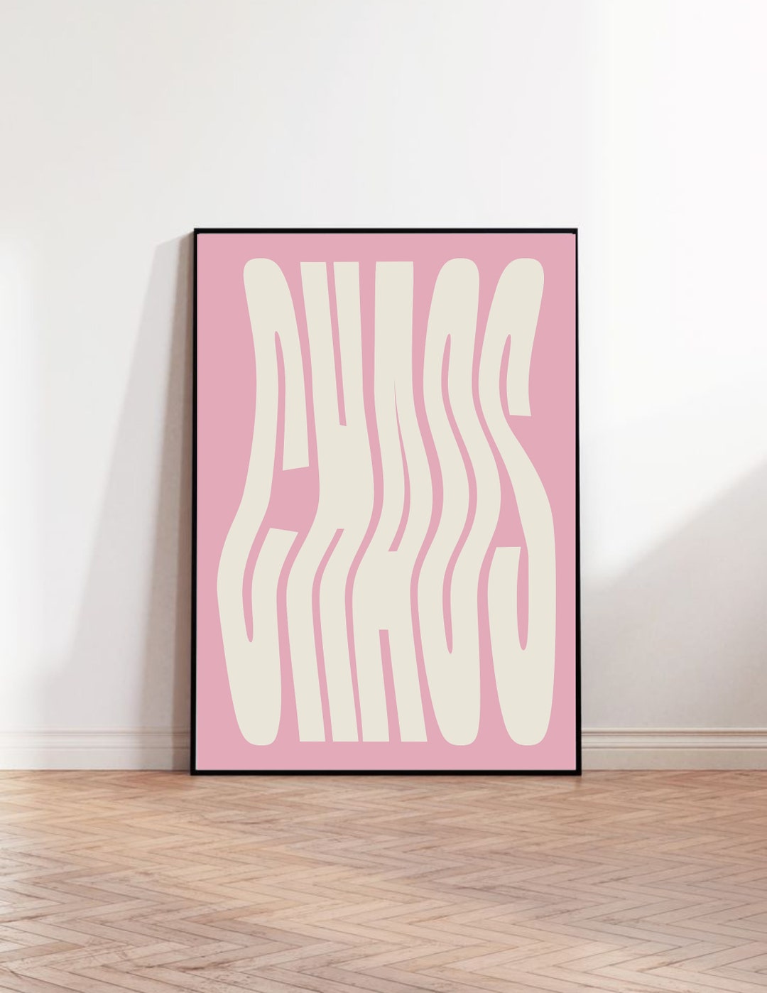 Pink Poster Trendy Retro Typography Print CHAOS Printable - Etsy