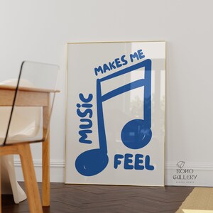 Retro Music Note Poster: Blue Groovy French Exhibition Art (digital ...