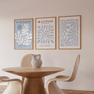 Blue Matisse Print Set Printable Wall Art Blue Print Set Gallery Wall Set of 3 Prints Preppy ...