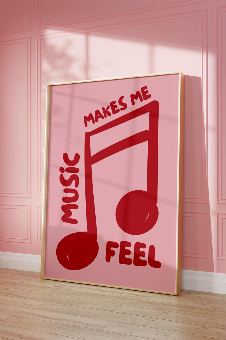 Retro Music Poster, Aesthetic Pink Wall Print, Printable Digital ...