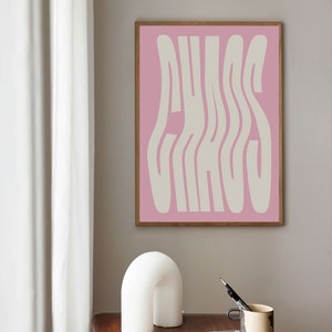 Pink Poster Trendy Retro Typography Print CHAOS Printable - Etsy