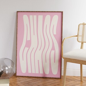 Pink Poster Trendy Retro Typography Print, CHAOS Printable Wall Art ...