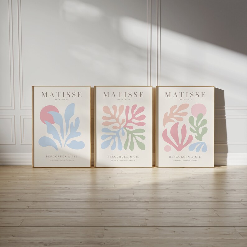 Gallery Wall Art Set of 3 Prints Matisse Poster Set Pink Wall Art ...