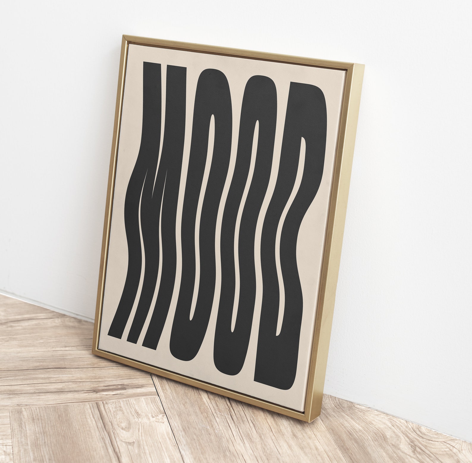 Wavy Print Retro Wall Art Monochrome Wall Art Teens Room Print Large ...