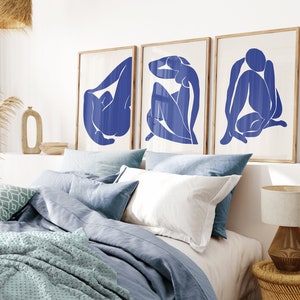 Blue Gallery Wall Set Henri Matisse Set of 3 Prints Navy Blue Poster Set Blue Matisse Prints ...