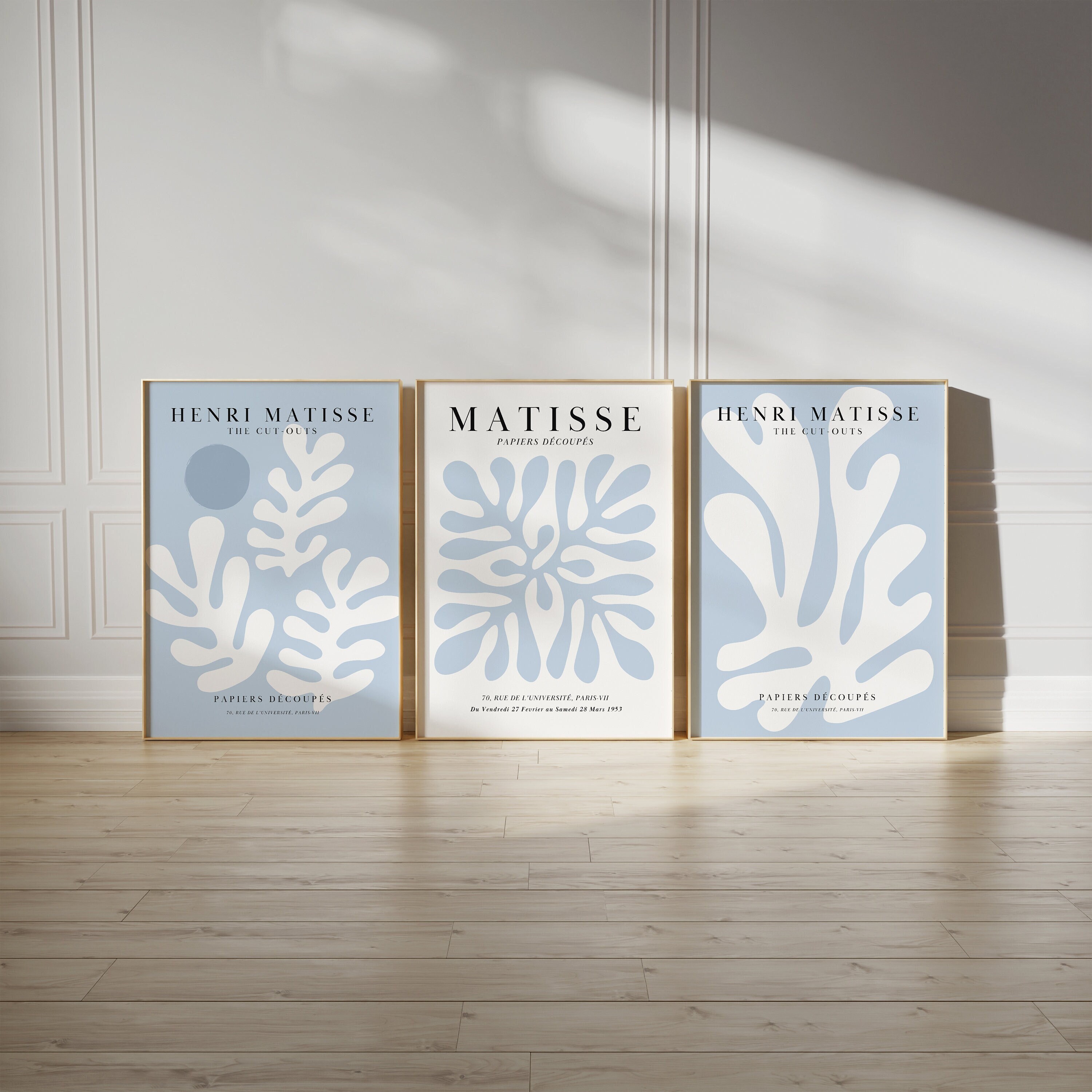 Matisse Print Set of 3 Blue Matisse Print Blue Gallery Wall Set Light ...