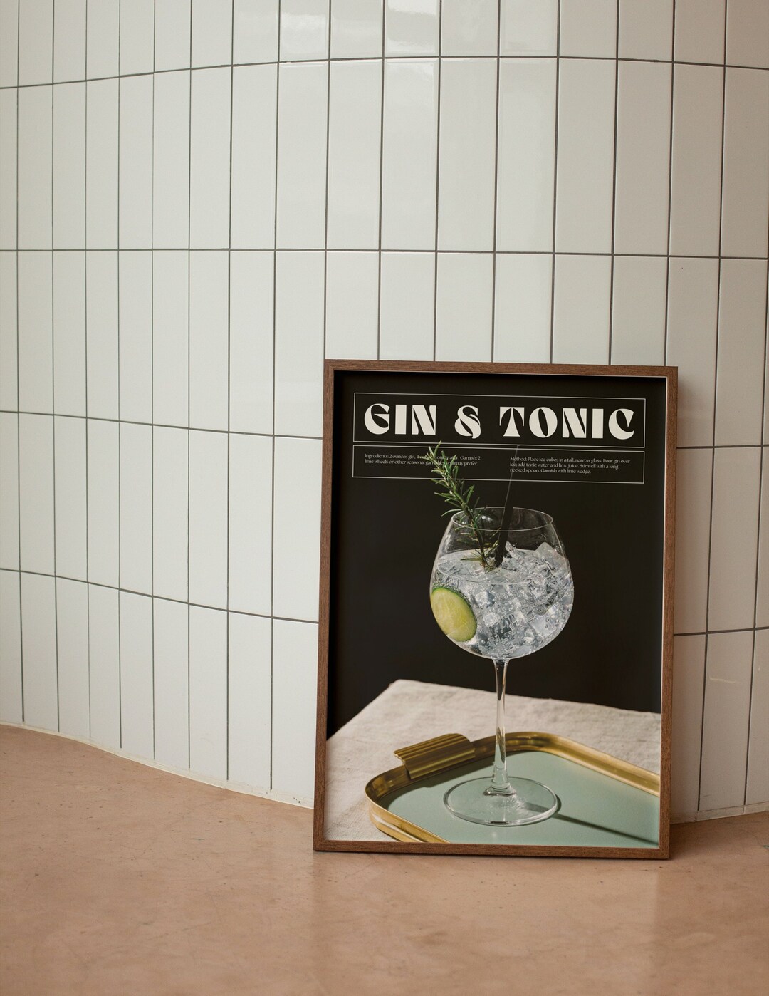 Gin Tonic Poster Alcohol Prints Aesthetic Bar Cart Wall Art Retro ...