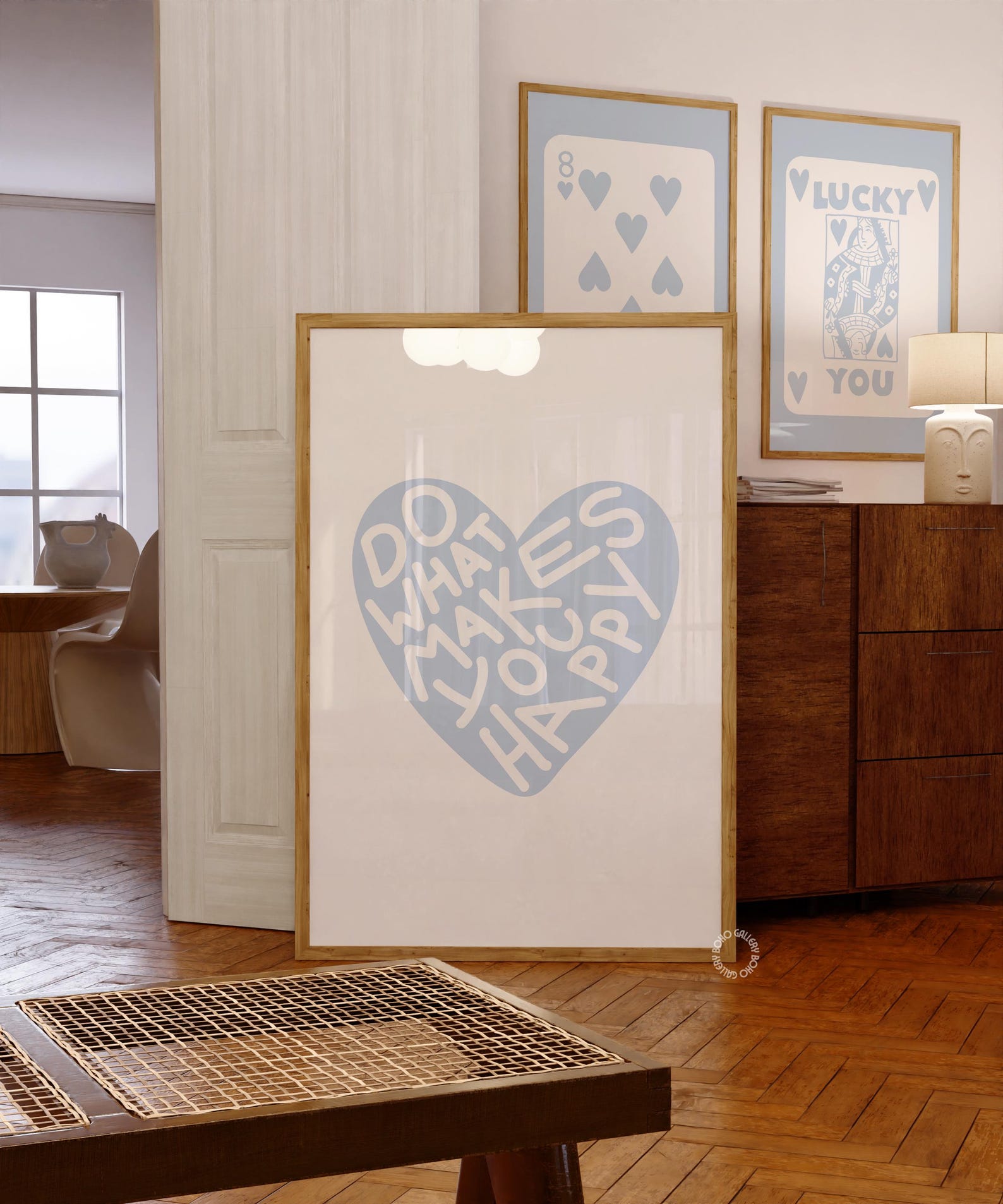 Blue and White Trendy Set of 6 Prints, Light Blue Preppy College Dorm ...