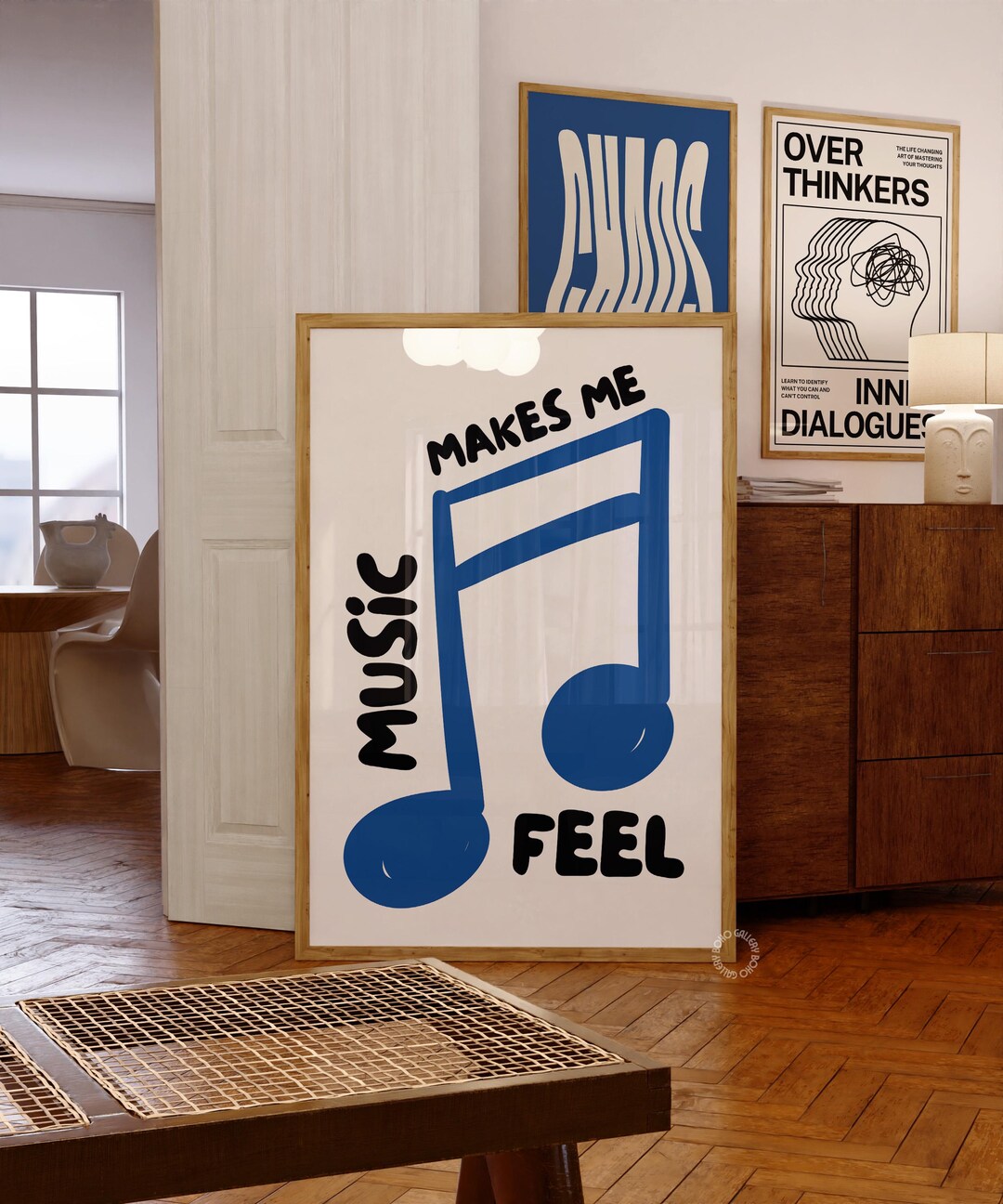 Retro Music Note Poster: Black & Blue Groovy Blue Print (digital ...