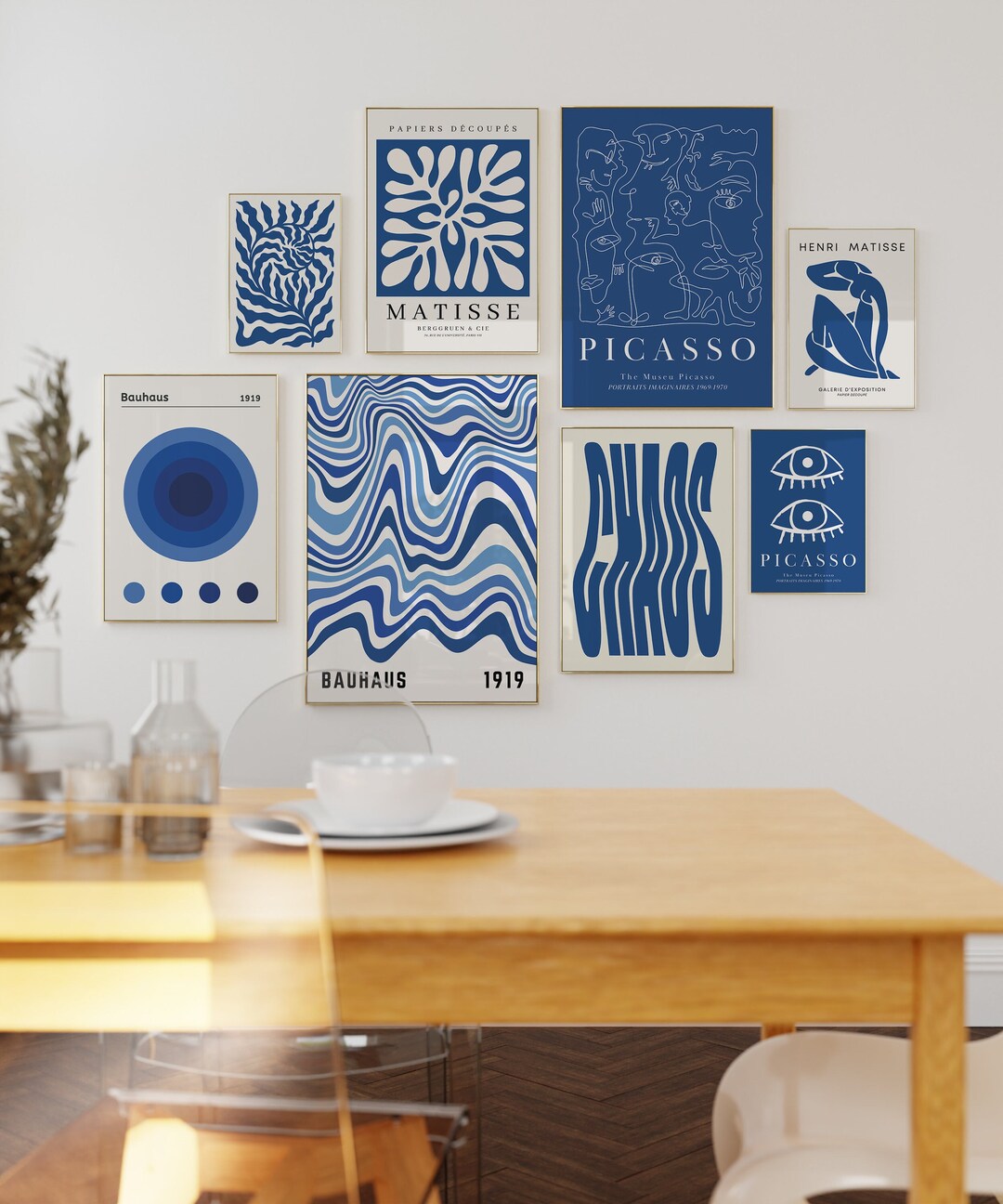 Blue Gallery Wall Art Set of 8 Prints Bauhaus Poster Set Picasso Print ...