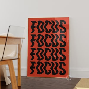 FOCUS Wavy Print, Retro Typography Print, Aesthetic Room Decor, Trendy ...