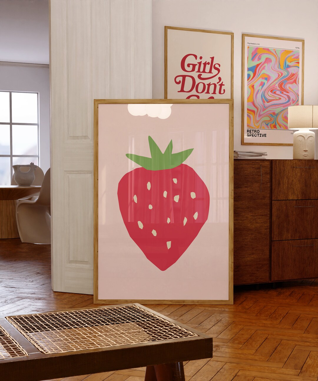 Strawberry Print Digital Download Retro Strawberry Fields - Etsy