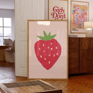 Strawberry Print Digital Download Retro Strawberry Fields Poster Flower ...