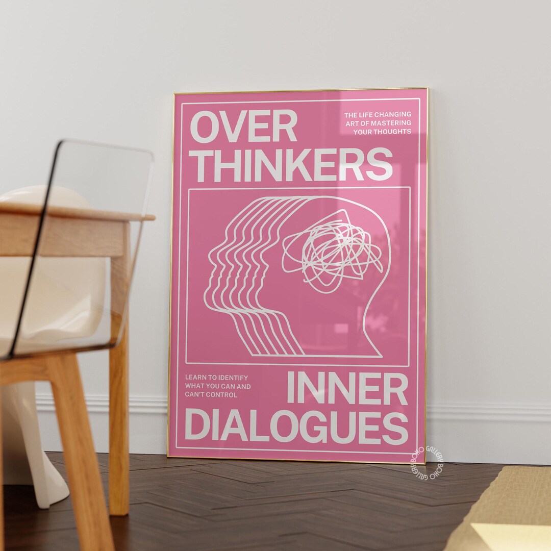 Overthinker Poster, Pink Retro Prints, Aesthetic Decor, Bedroom ...