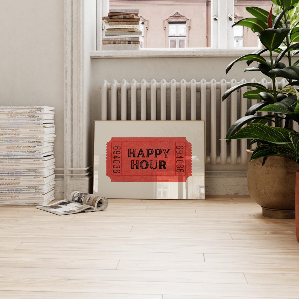 Retro Happy Hour Ticket Print: Trendy Bar Cart Art (digital Download ...