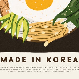 Bibimbap Poster: Korean Food Art Print, Retro Kitchen Decor (digital ...