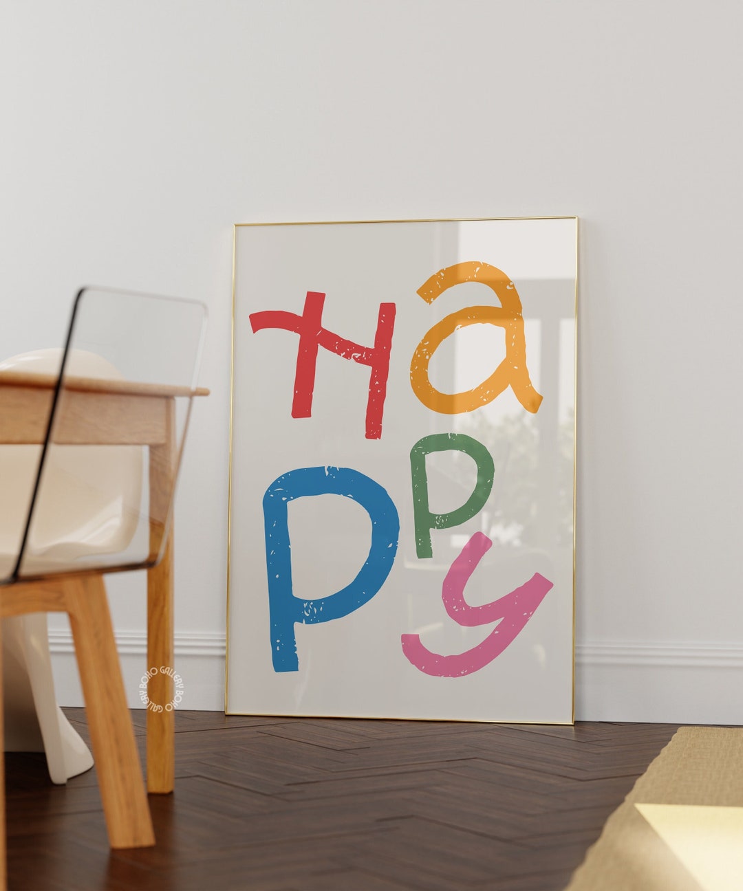 HAPPY Digital Download, Colorful Retro Positive Poster, Quotes ...